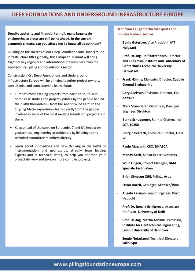 Deep Foundations and Underground Infrastructure Europe | PDF