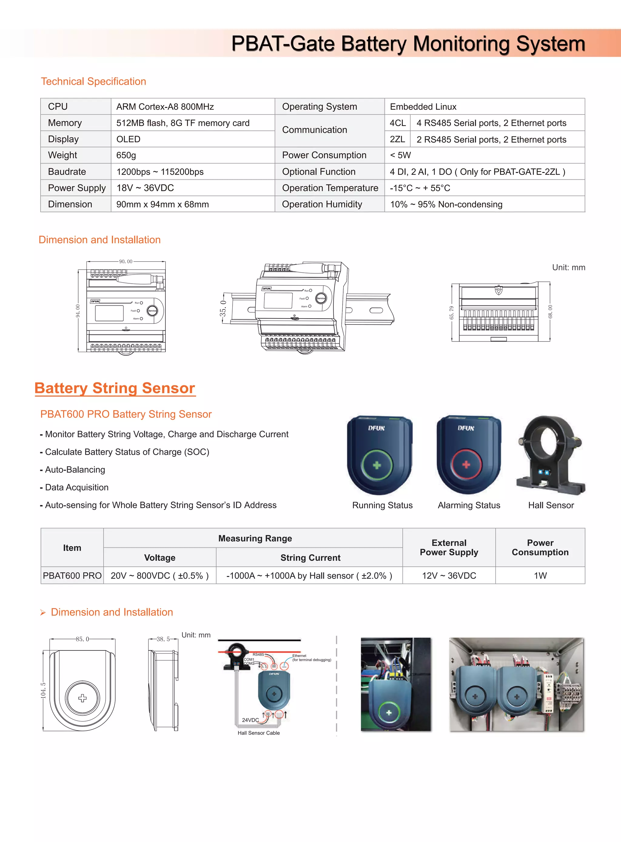 Dfun pbat gate battery monitoring system 2021 v2.1 | PDF