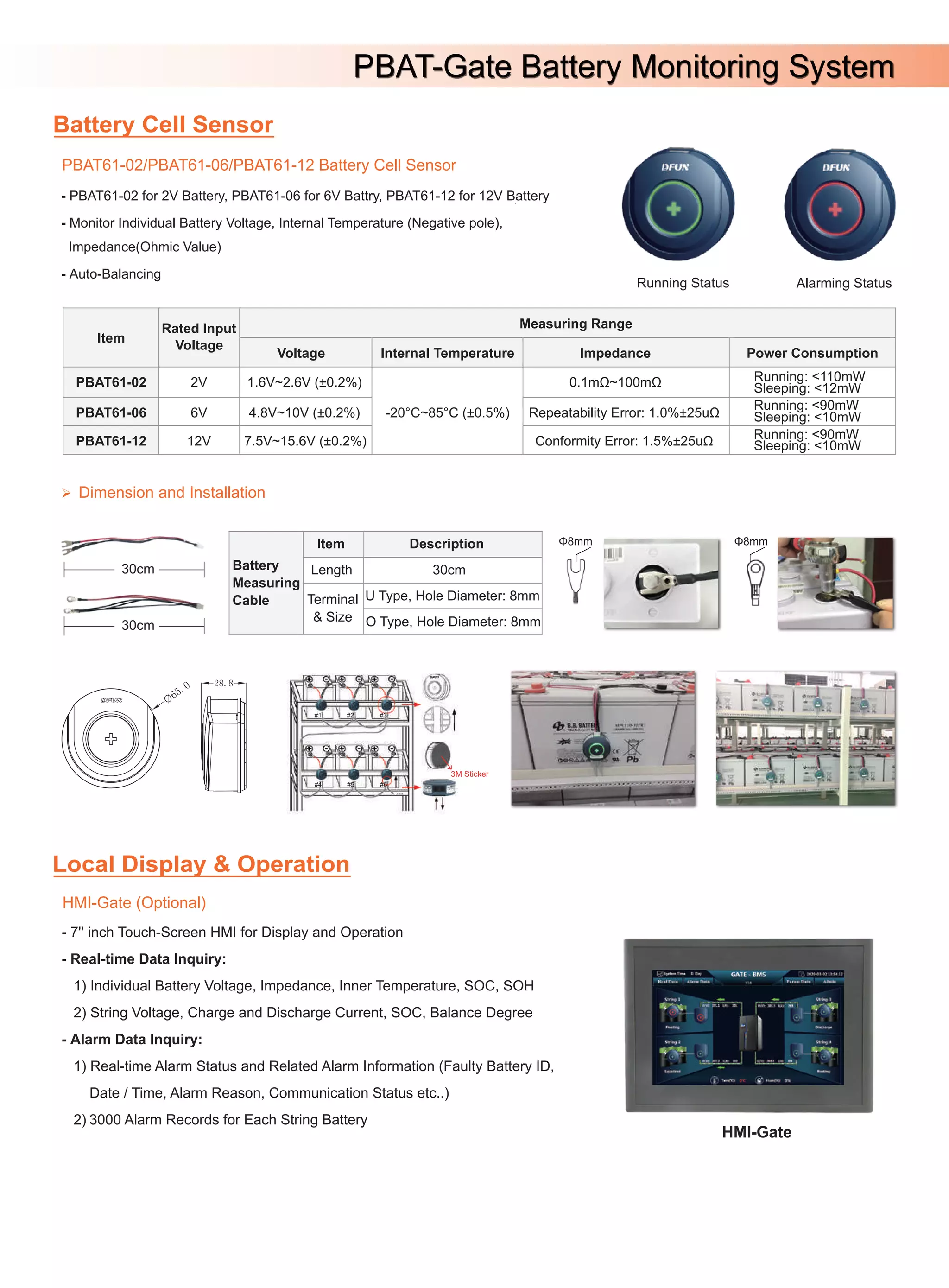 Dfun pbat gate battery monitoring system 2021 v2.1 | PDF