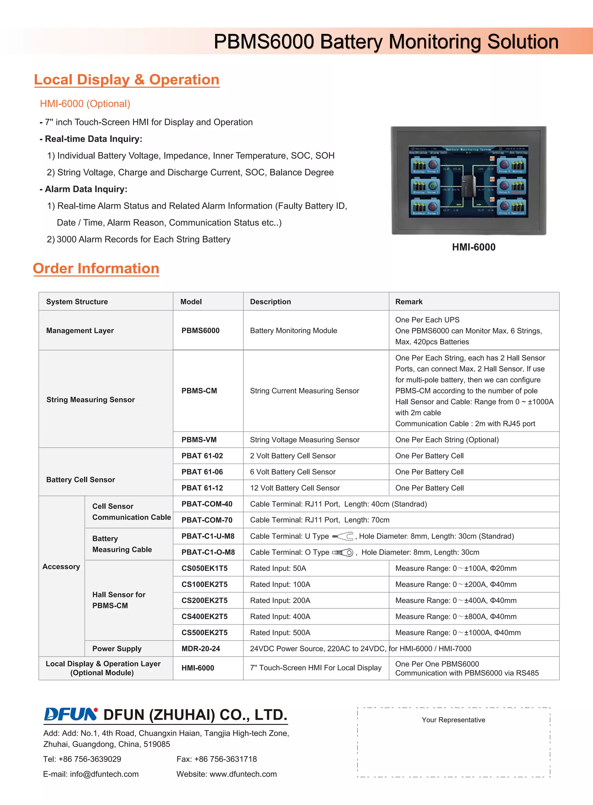 Dfun pbms6000 battery monitoring system 2021 v2.0 | PDF