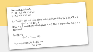 Crypto Arithmetic Problem - Example | PPTX