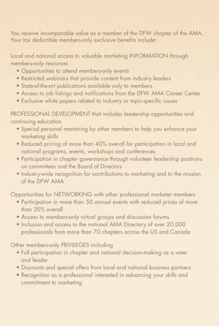 DFW American Marketing Association Brochure Prices | PDF