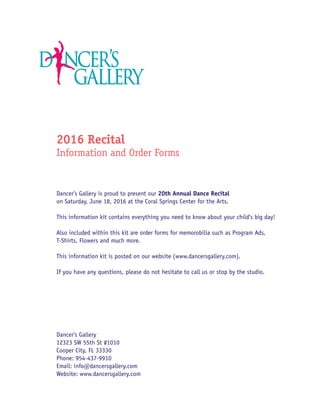 Dancer Gallery Recital Program - 2016 | PDF