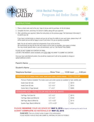 Dancer Gallery Recital Program - 2016 | PDF