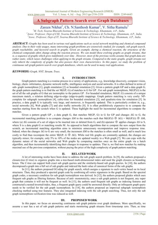 A Subgraph Pattern Search over Graph Databases | PDF