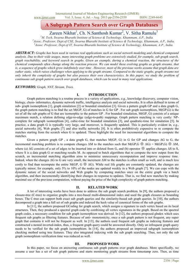 A Subgraph Pattern Search over Graph Databases | PDF