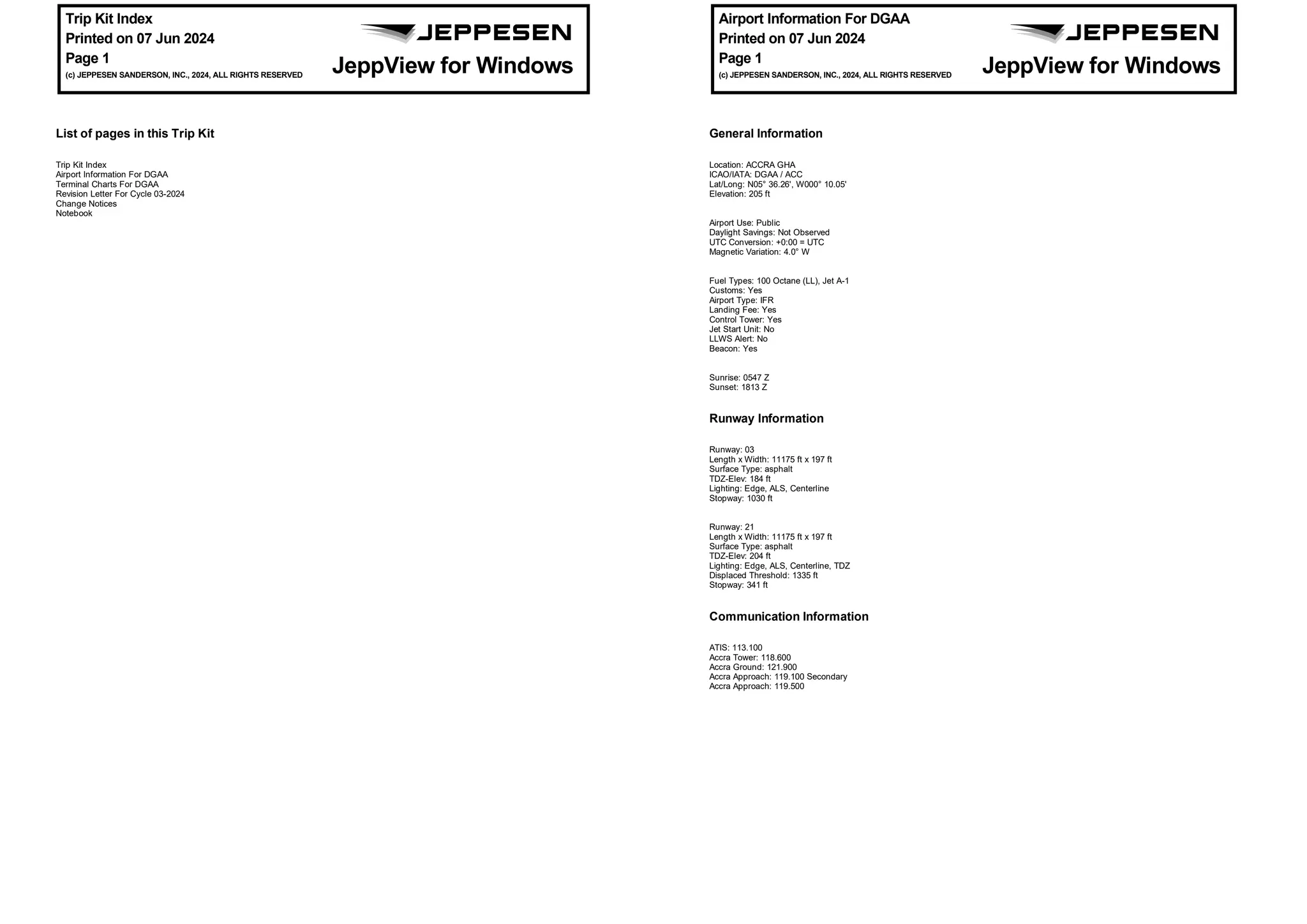 DGAA jepp chart for if flights, refer to latest | PDF