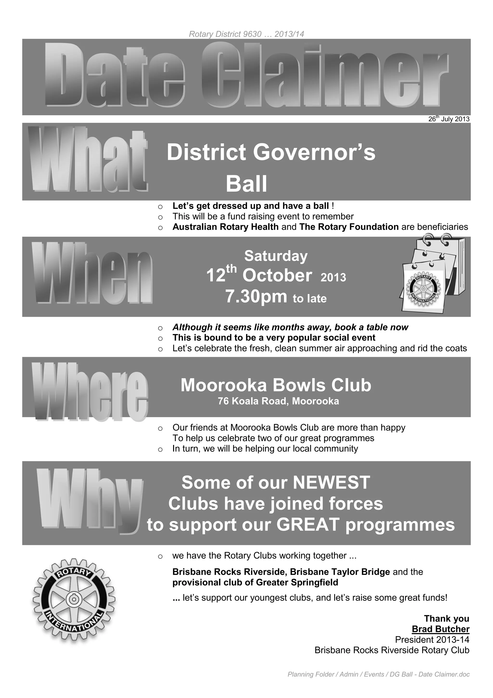 District Governors Ball Date Claimer | PDF | Women\'s Clothing | Women ...