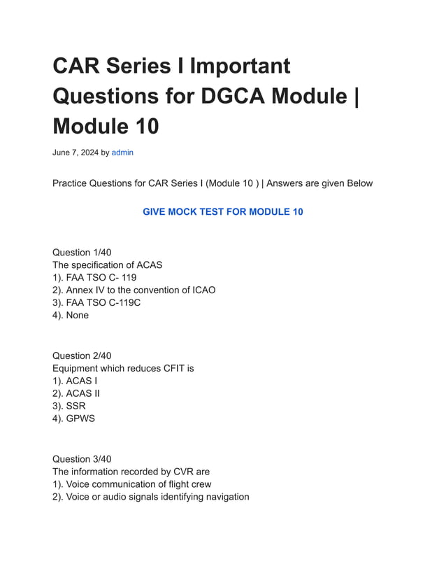 Dgca Module 10 Car Series I Questions Pdf