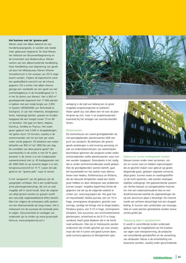 Onderzoeksresultaten Gevelbegroeiingen / Publicatie Dak en Gevel Groen ...