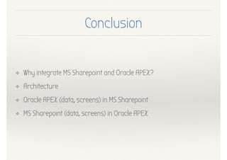 Oracle Application Express (APEX) and Microsoft Sharepoint integration ...