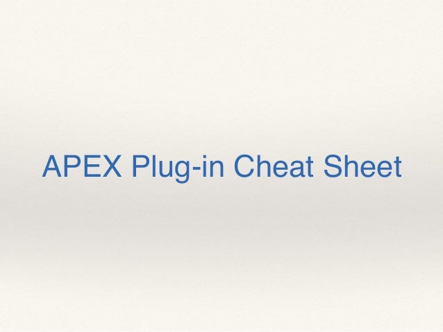Oracle APEX Cheat Sheet