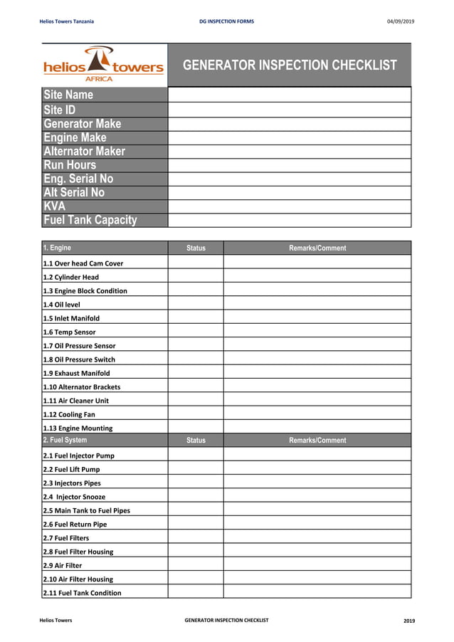 Dg inspection forms | PDF | Automotive