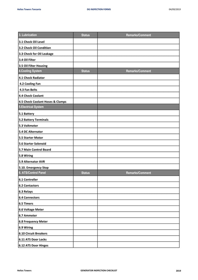Dg inspection forms | PDF | Automotive