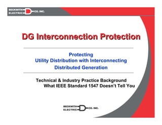 DG interconnection protection ieee 1547 | PDF