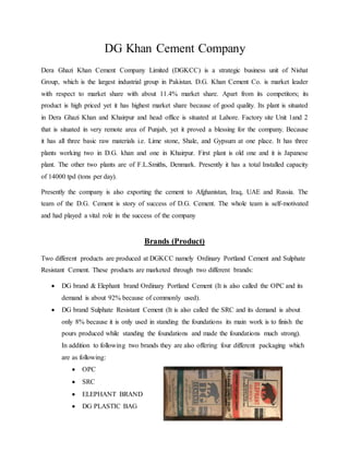Dg khan cement company | DOCX | Commodities | Economy