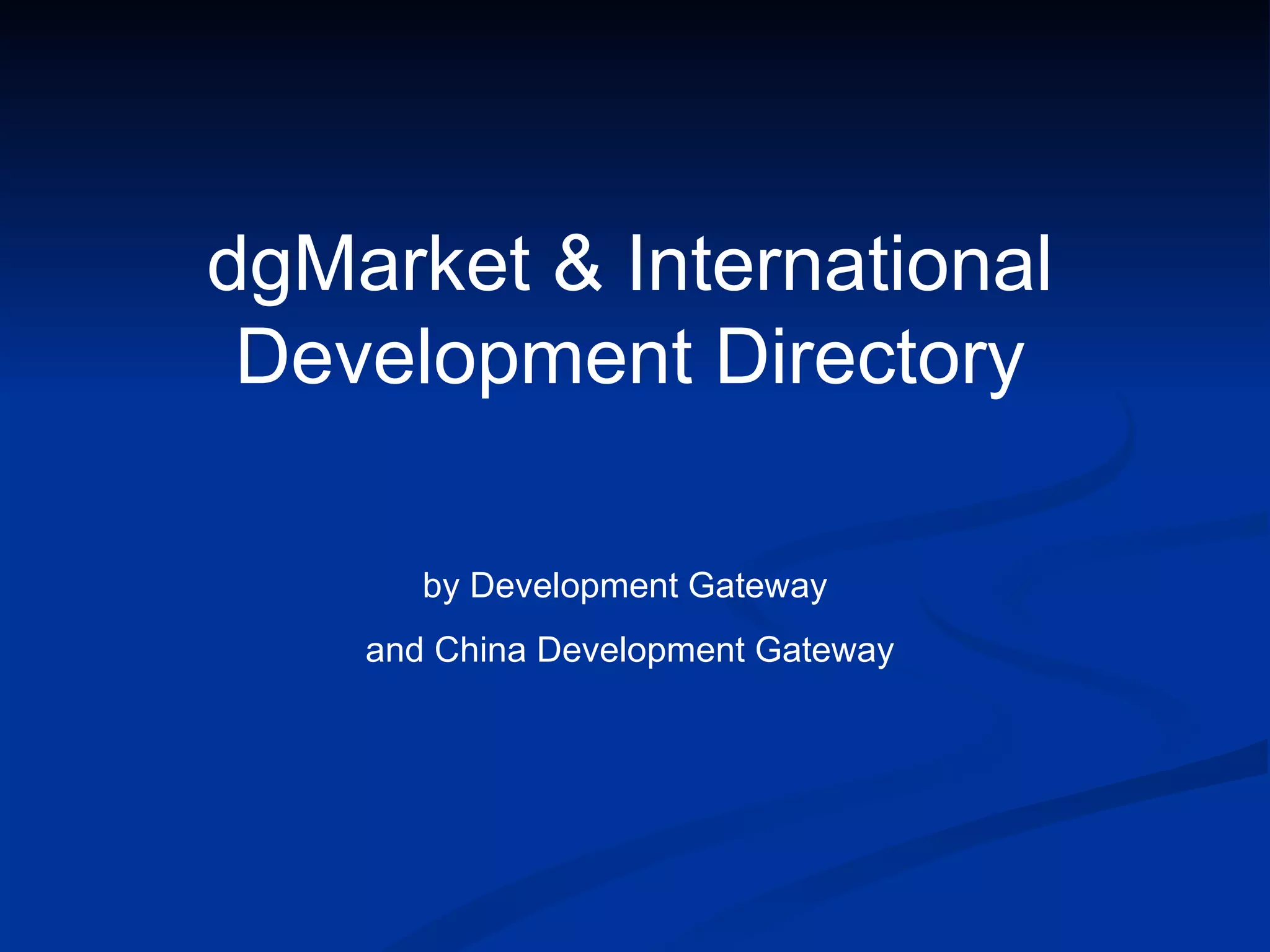 Dg market international development directory | PPT