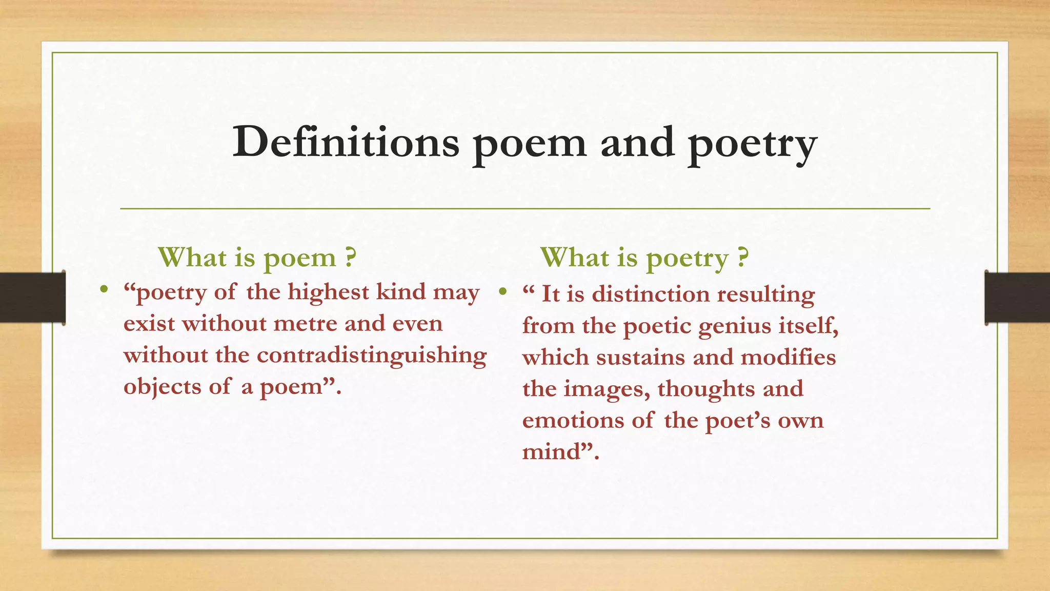 Different between poem and poetry | PPTX