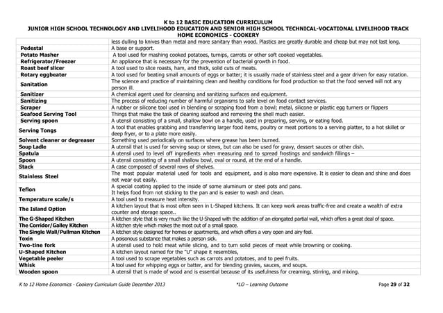 K to 12 Home Economics - Cookery CG | PDF | Home Appliances | Home & Garden