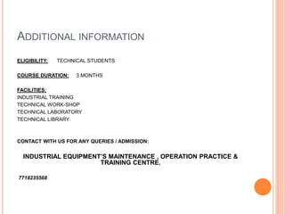 Industrial Equipments - Maintenance & Operation Training - New | PPTX