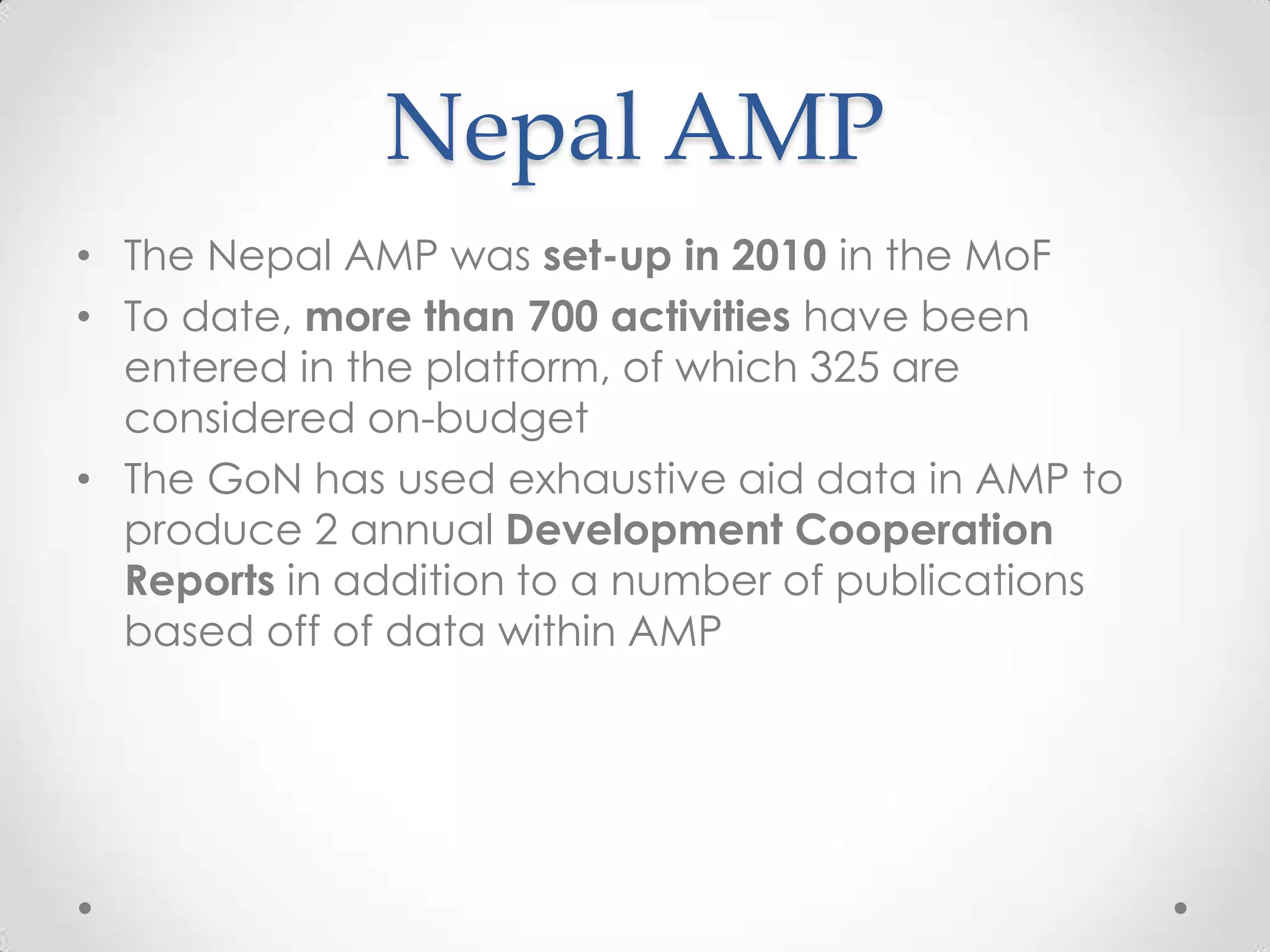 The Aid Management Platform (AMP) in Nepal - Dina Abdel-Fattah | PPTX