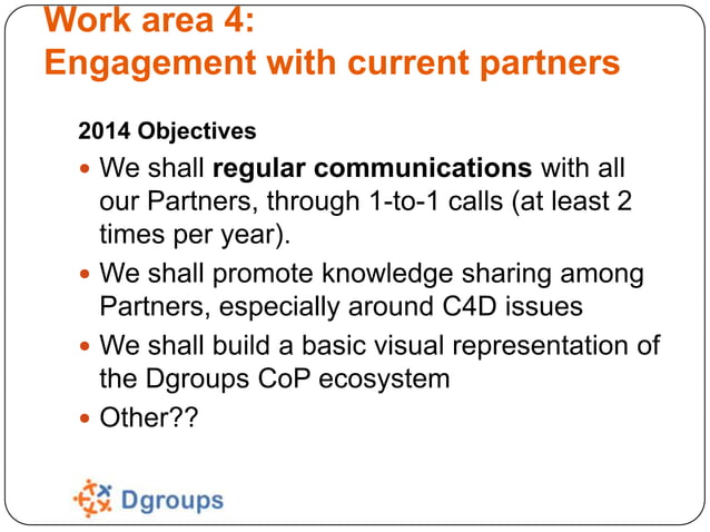 Dgroups 2014 draft action plan | PPT