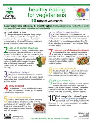 Dg tipsheet8 healthyeatingforvegetarians | PDF