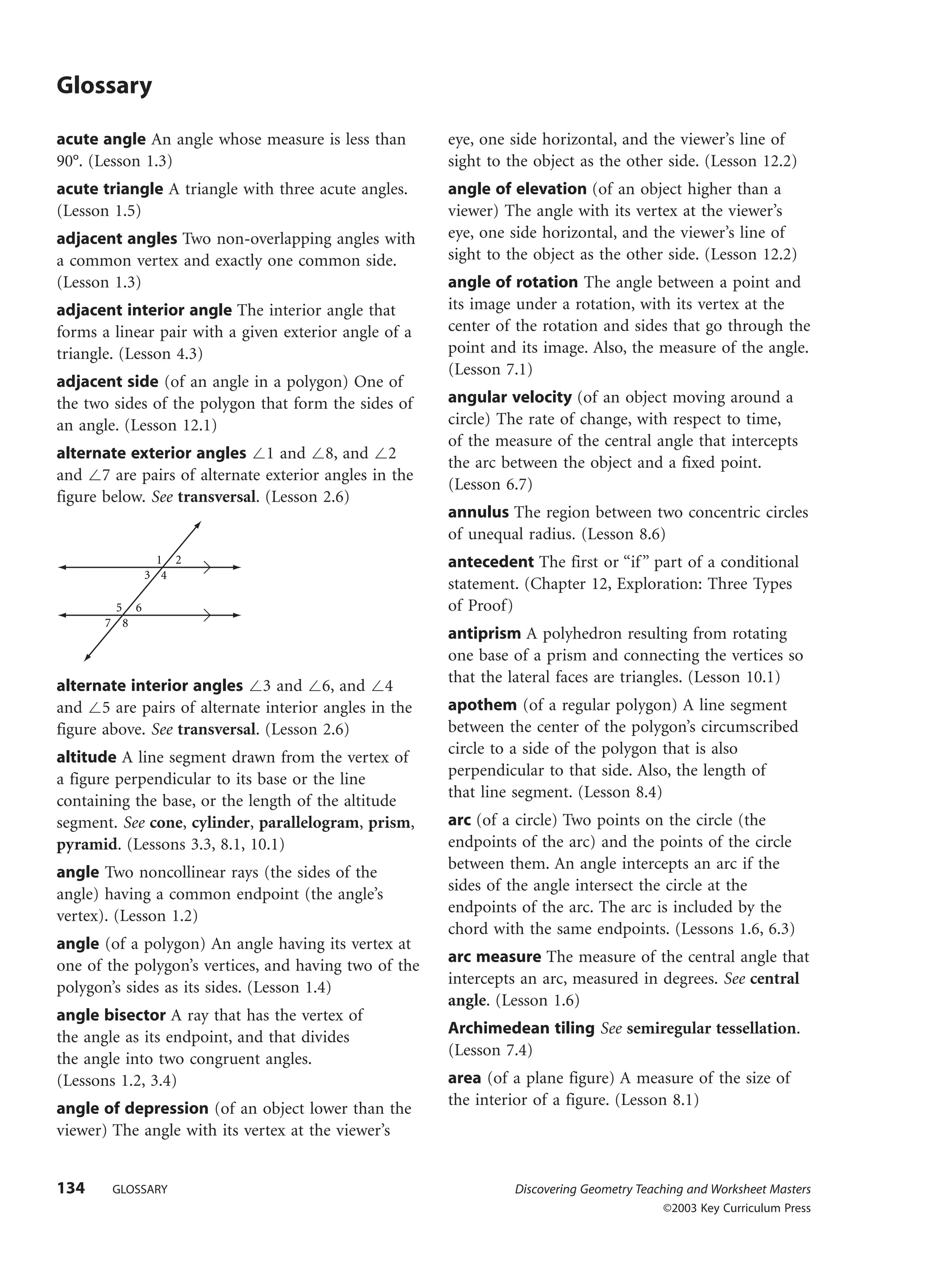 Geometry vocabulary #2 | PDF