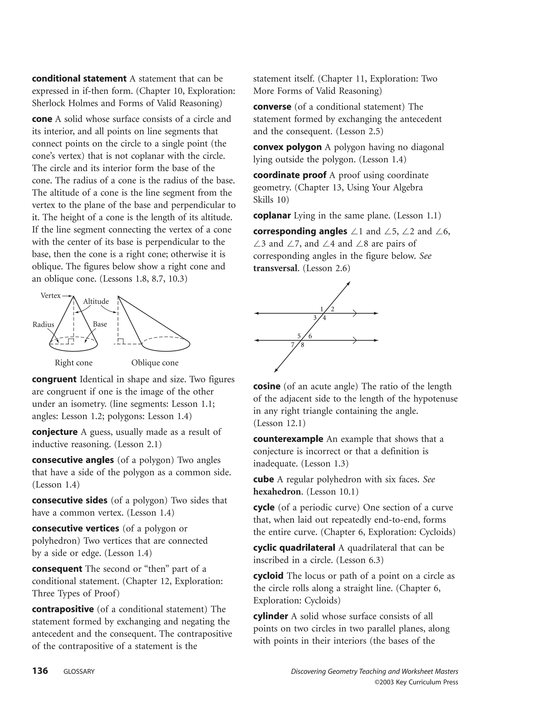 Geometry vocabulary #2 | PDF