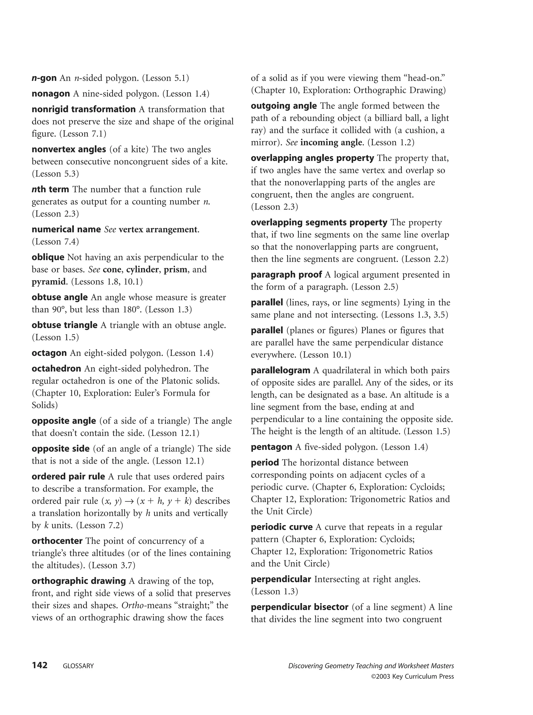 Geometry vocabulary #2 | PDF