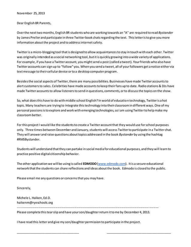 Parent permission/code of conduct For Twitter | DOCX