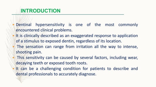 Dentin hypersensitivity | PPTX | Dental Health | Diseases and Conditions