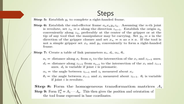 Dh parameters robotics | PPTX