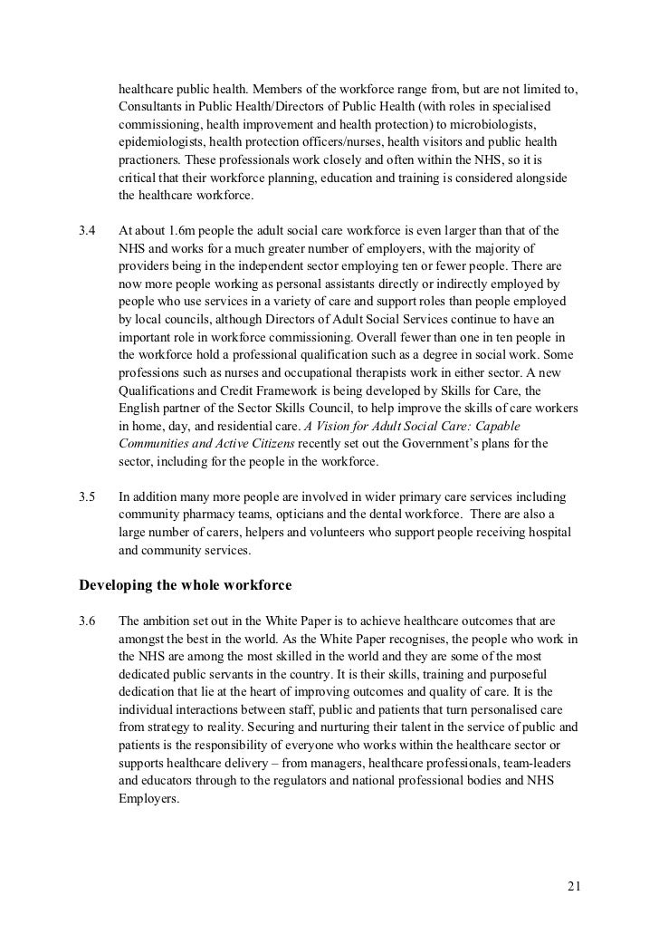 Liberating the NHS: developing the healthcare workforce