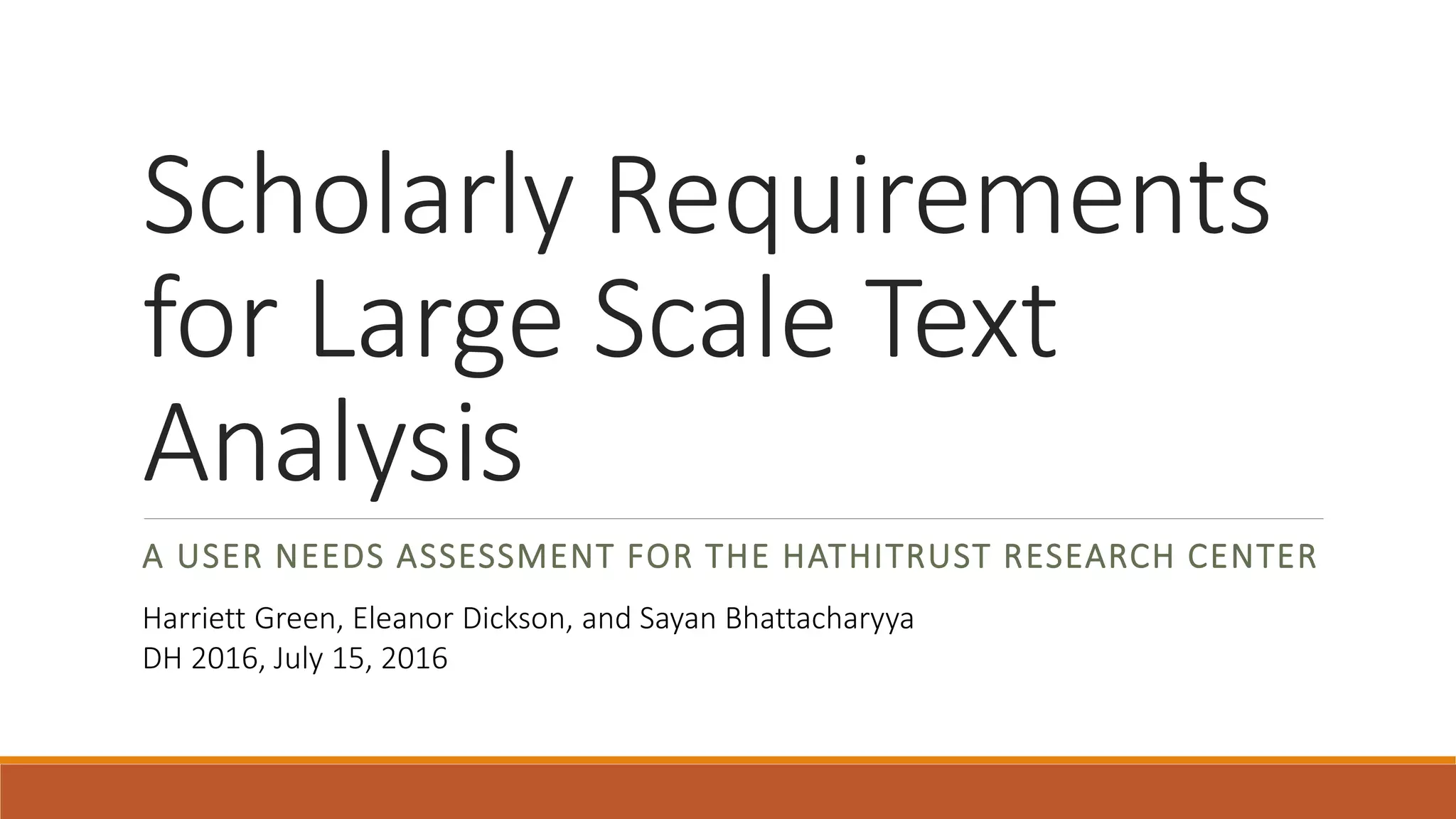 Scholarly Requirements for Large Scale Text Analysis | PDF