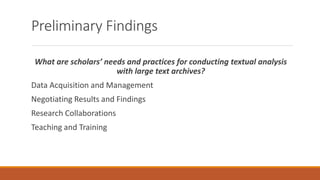 Scholarly Requirements for Large Scale Text Analysis | PDF