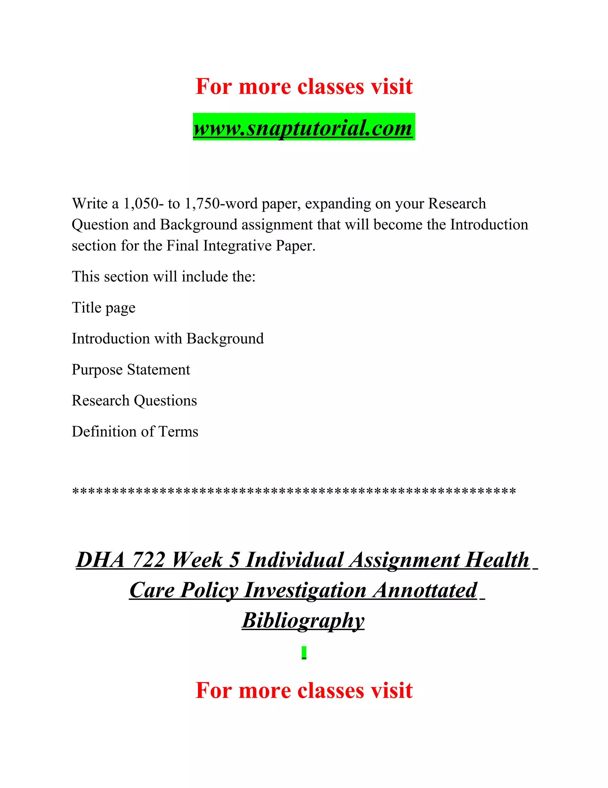 DHA 722 Massive Success--snaptutorial.com