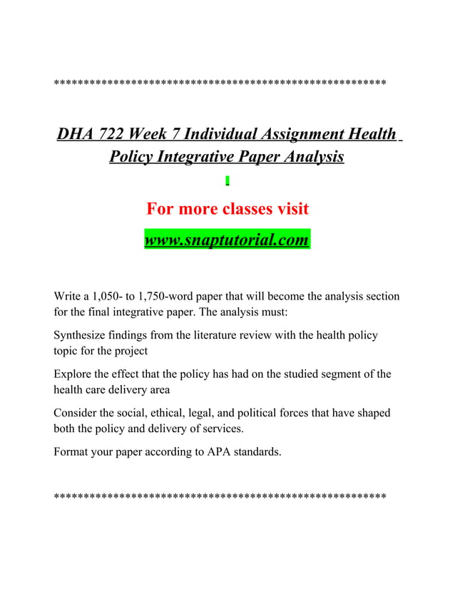 DHA 722 Massive Success--snaptutorial.com