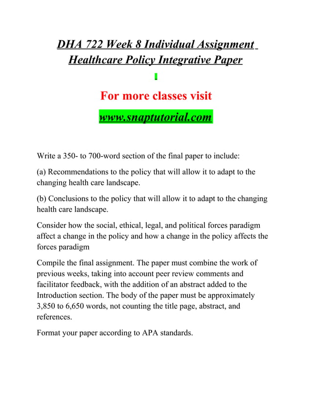 DHA 722 Massive Success--snaptutorial.com