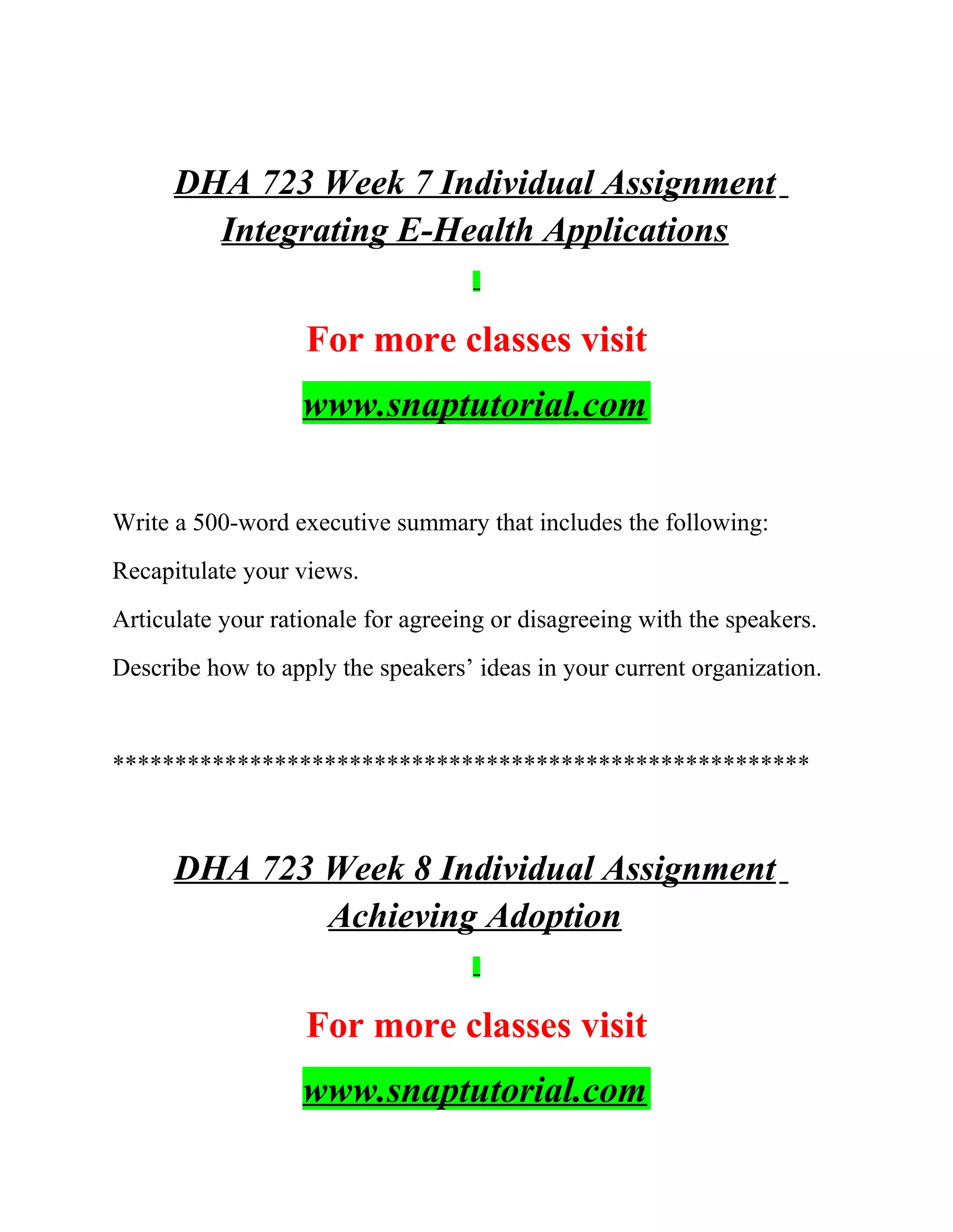 Dha 723 Enthusiastic Study / snaptutorial.com