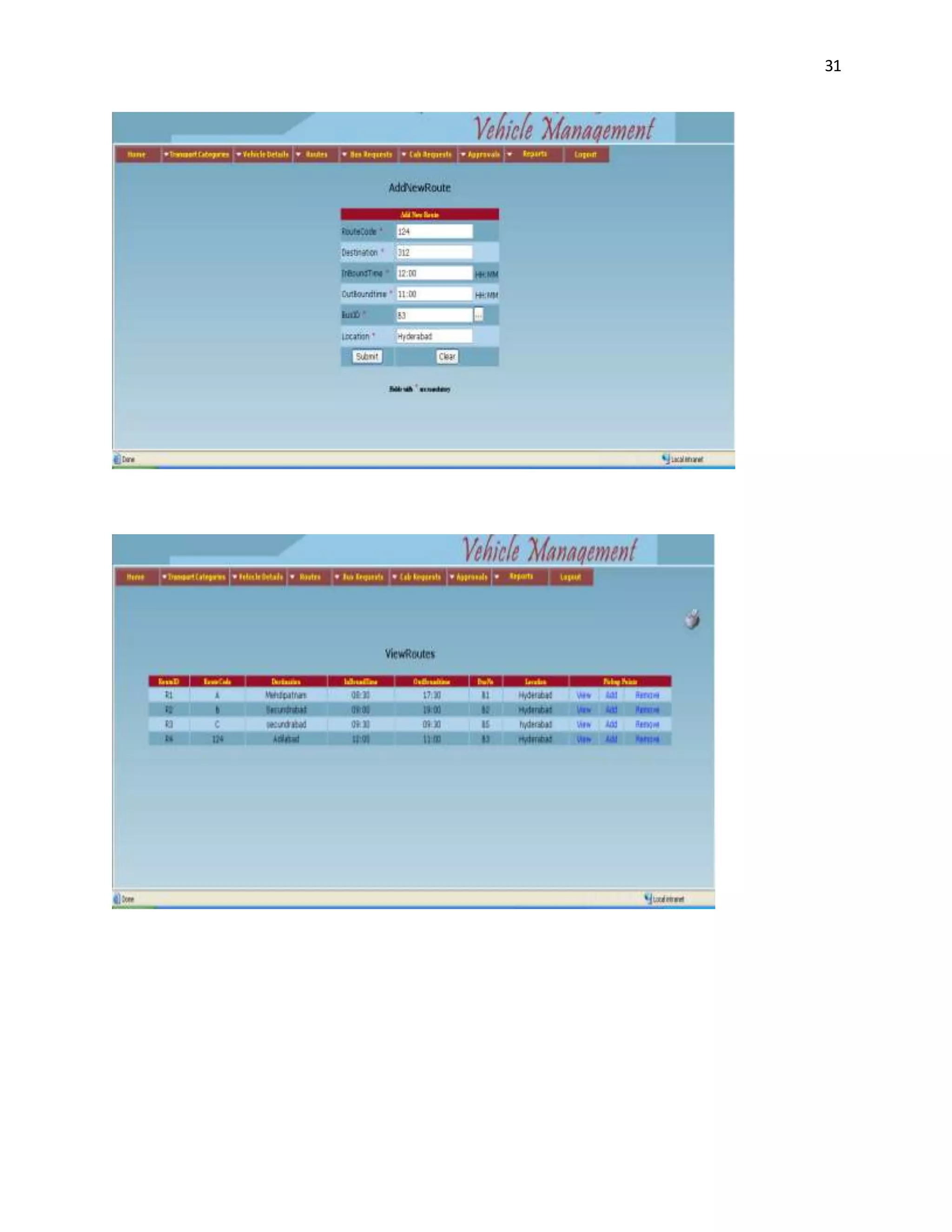 vehicle management system project report | DOCX
