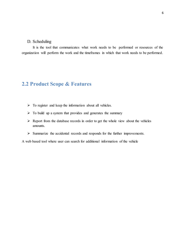 vehicle management system project report | DOCX