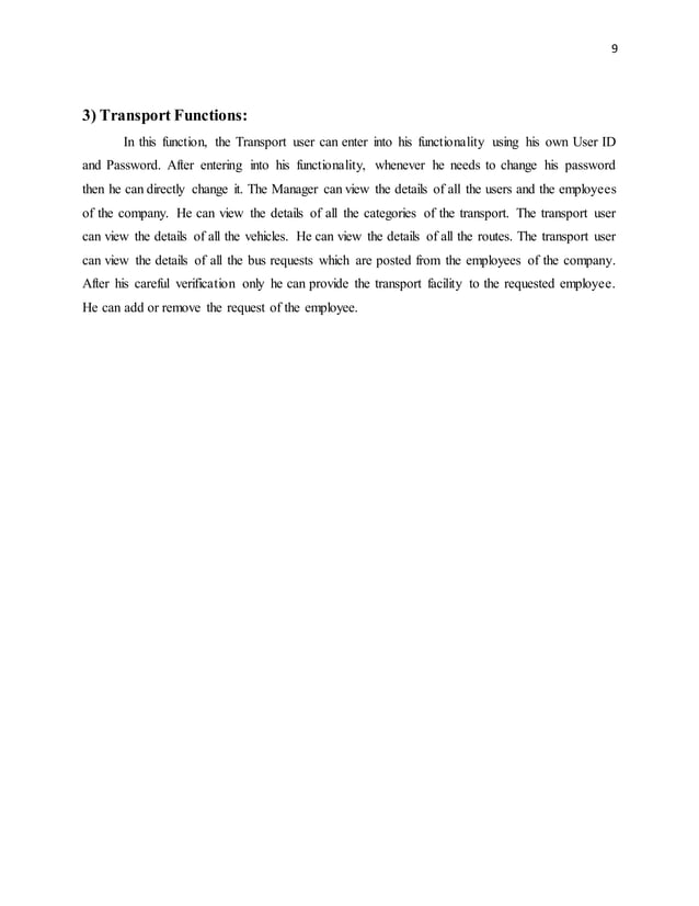 vehicle management system project report | DOCX