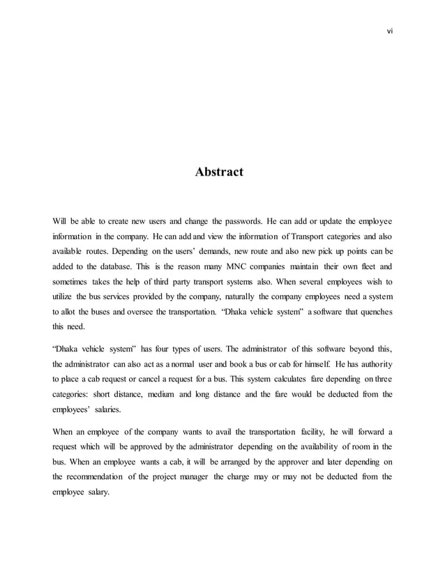 vehicle management system project report | DOCX