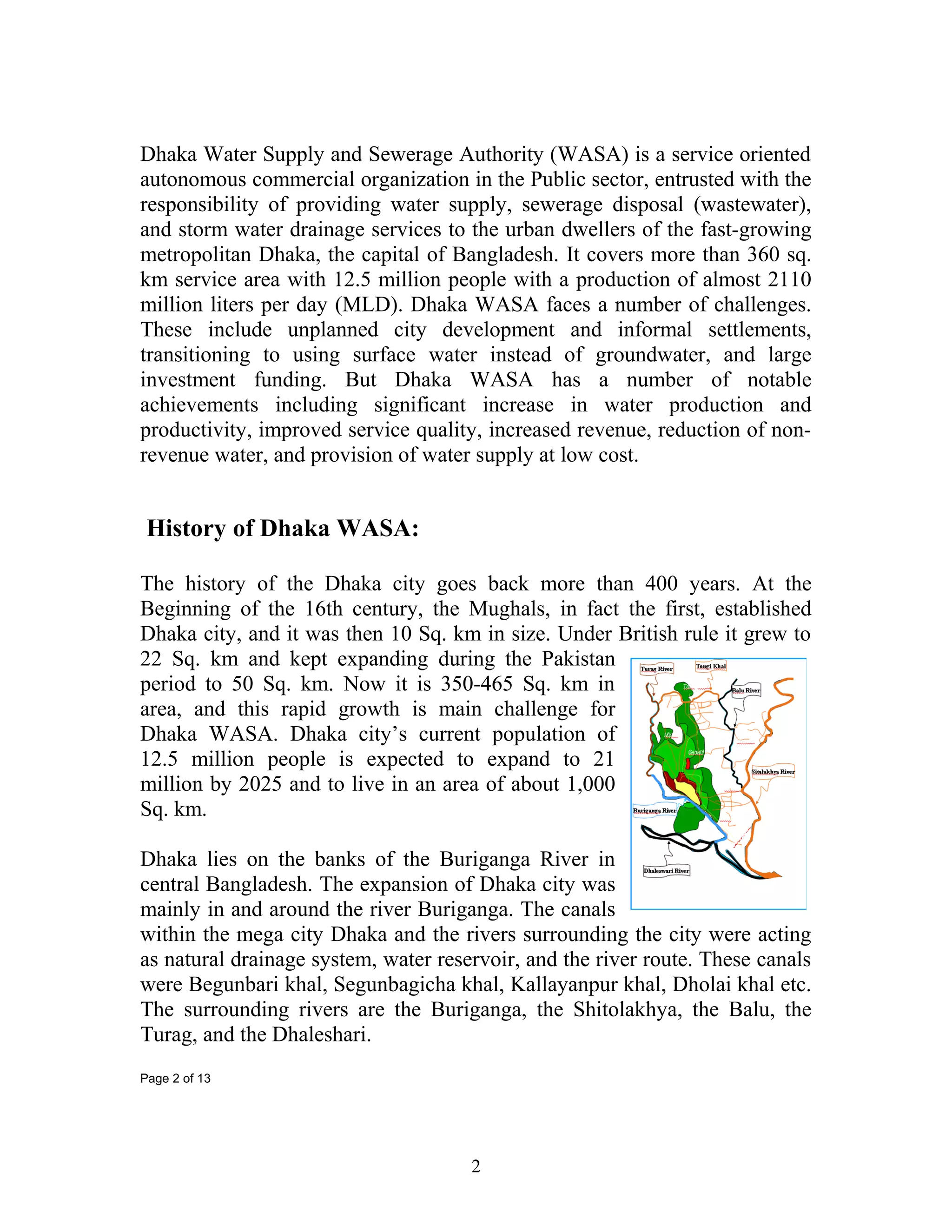 Assignment on Dhaka wasa | DOC