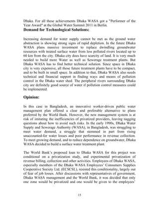 Assignment on Dhaka wasa | DOC