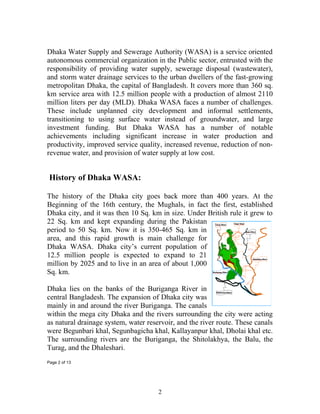 Assignment on Dhaka wasa | DOC