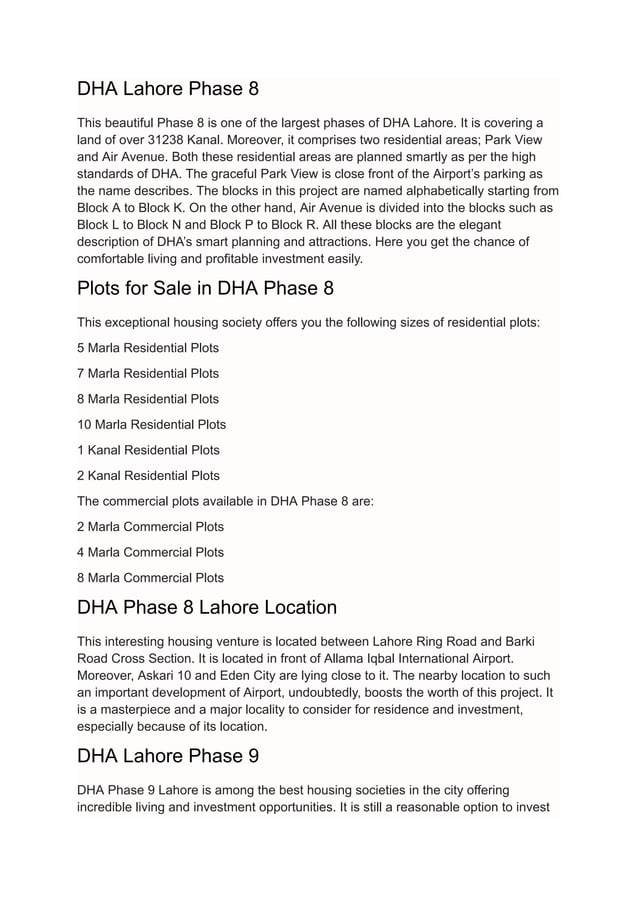 DHA Lahore | PDF