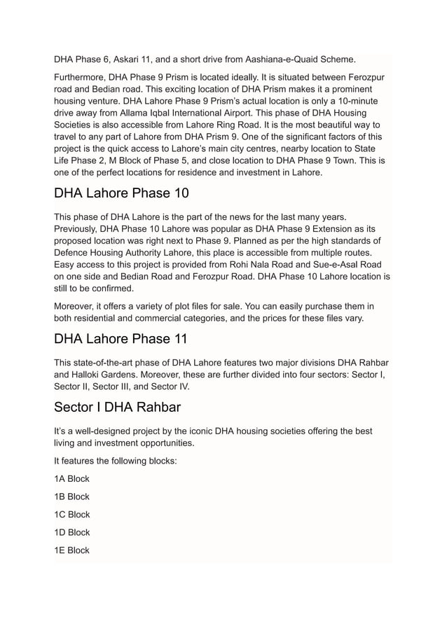 DHA Lahore | PDF