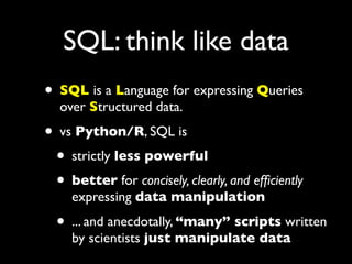 A case for teaching SQL to scientists | PPT